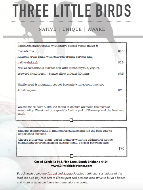 Three Little Birds Menu – Three Little Birds